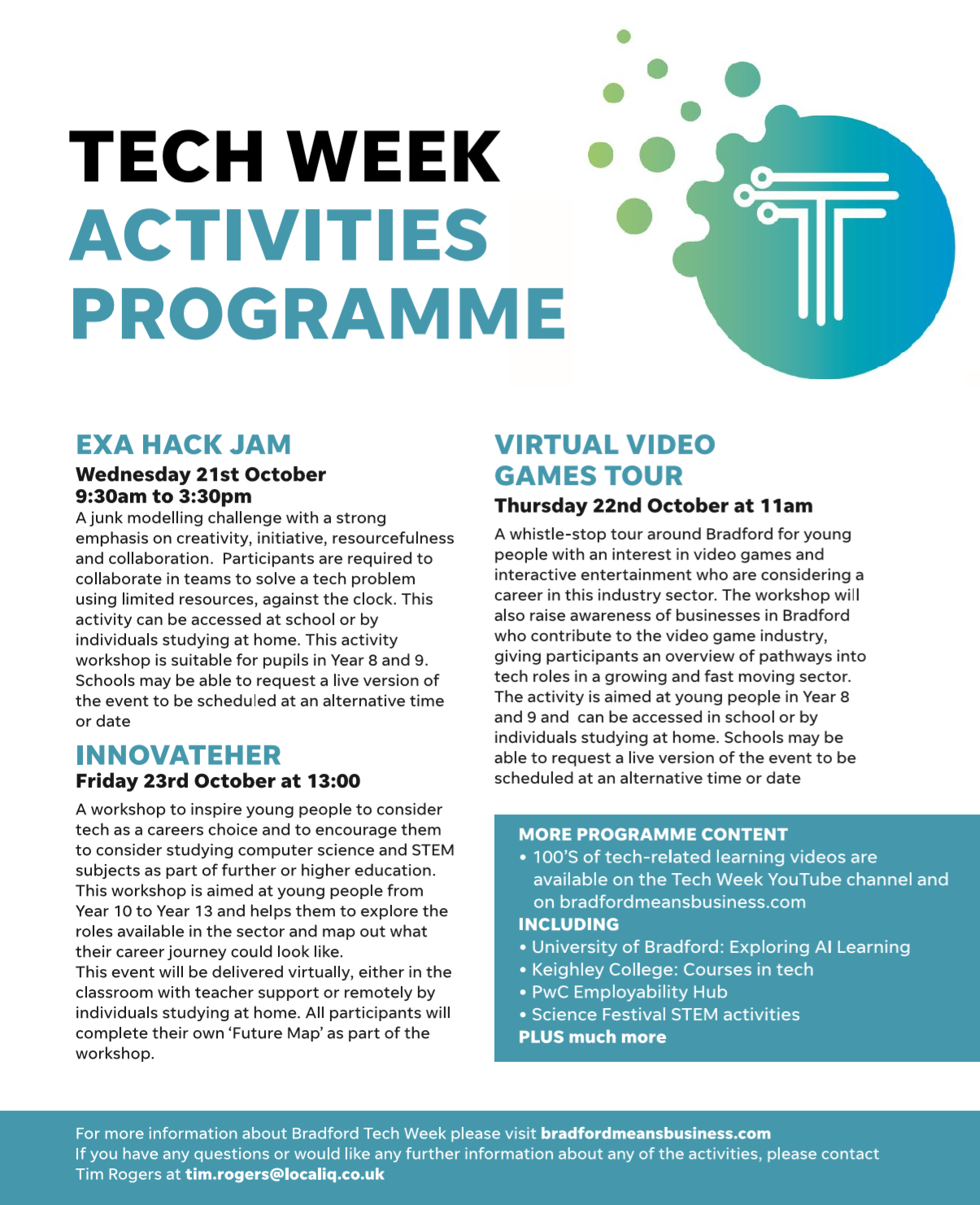 Tech Week Programme - Bradford Means Business
